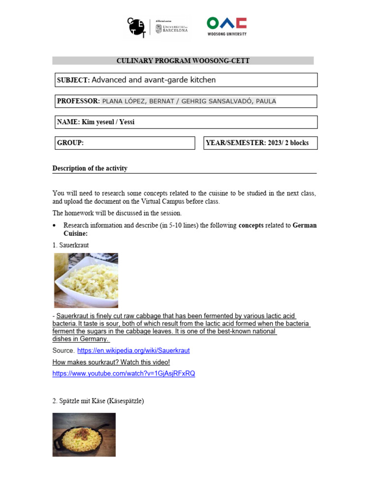Homework German Cuisine | PDF | Home | Asian Cuisine