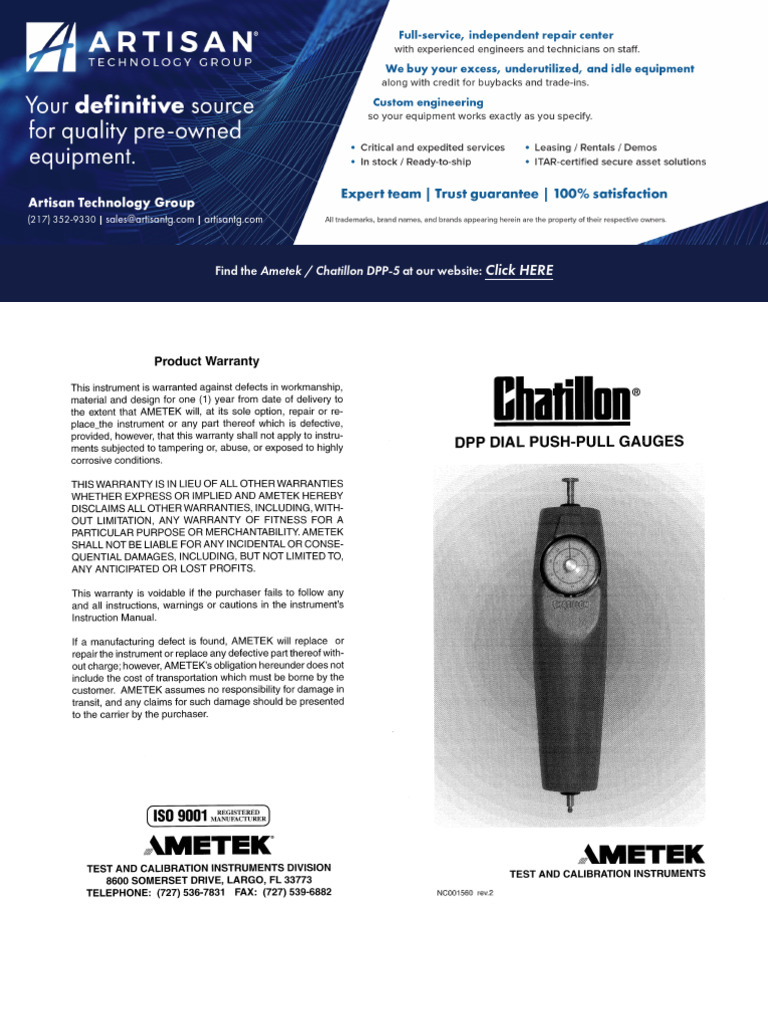 Ametek - Chatillon DPP Series Manual | PDF | Marketing | Private Sector