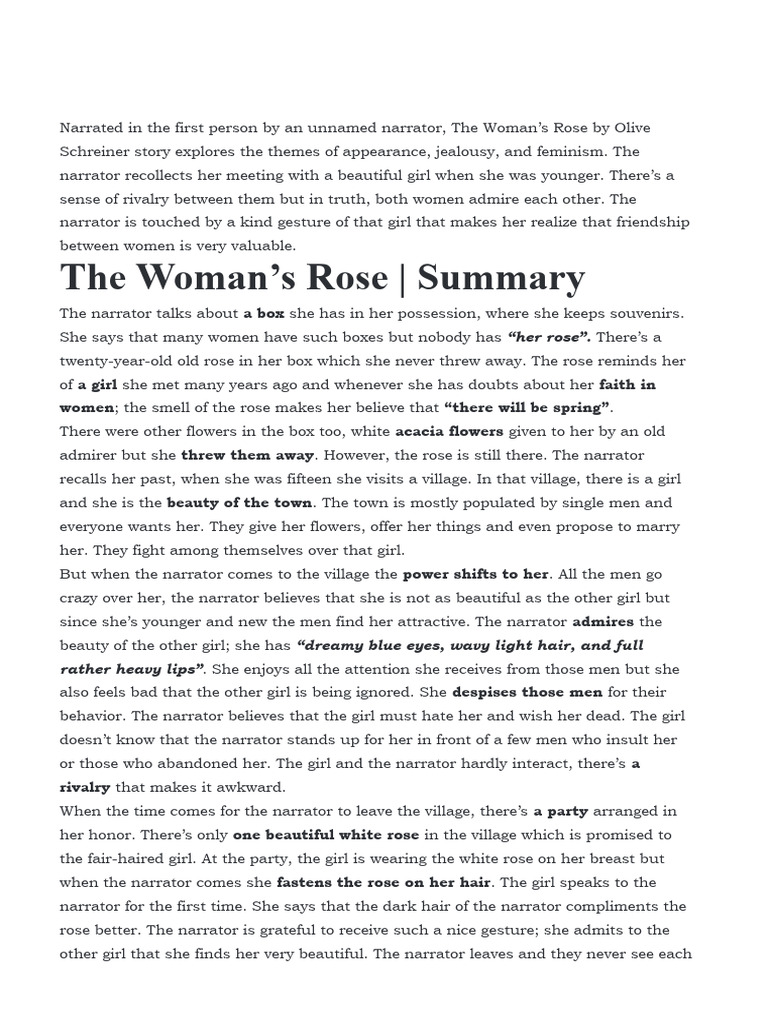 The Women's Rose | PDF | Hope | Narration