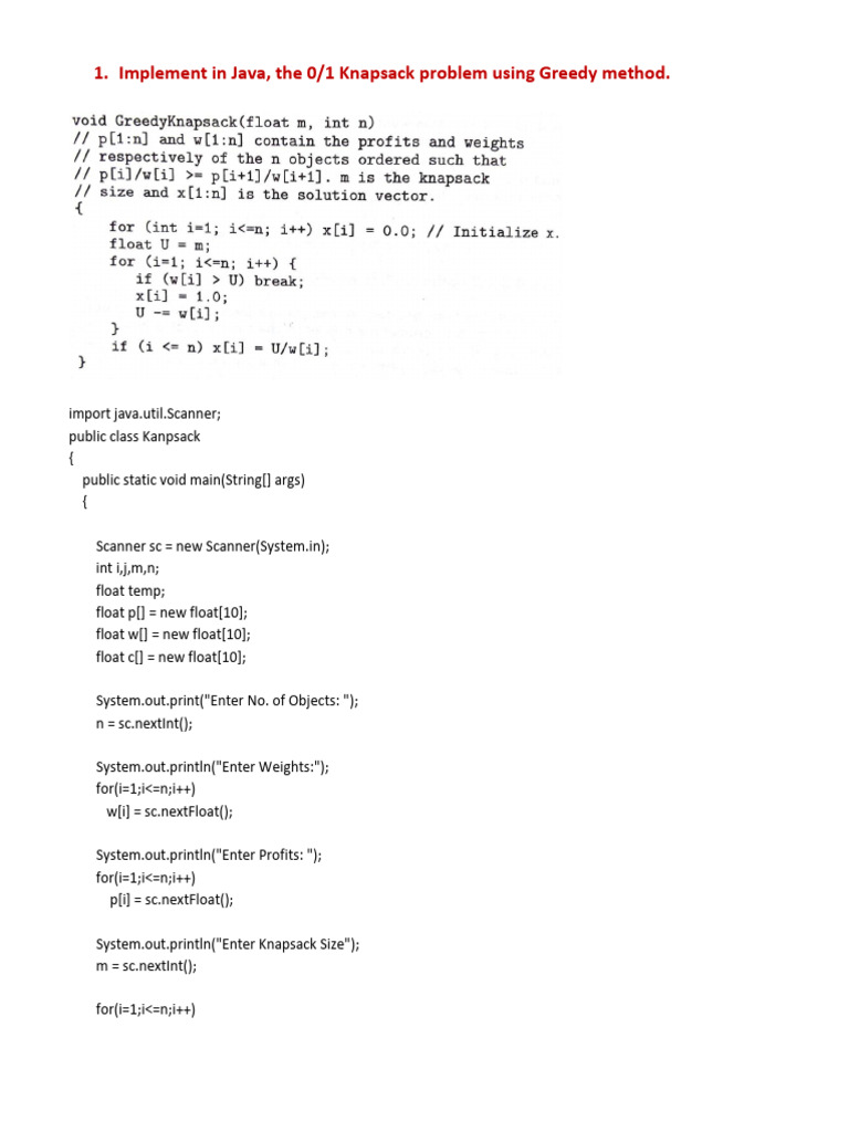 Greedy Method (Knapsack & Prims) | Download Free PDF | Object Oriented Programming | Systems ...