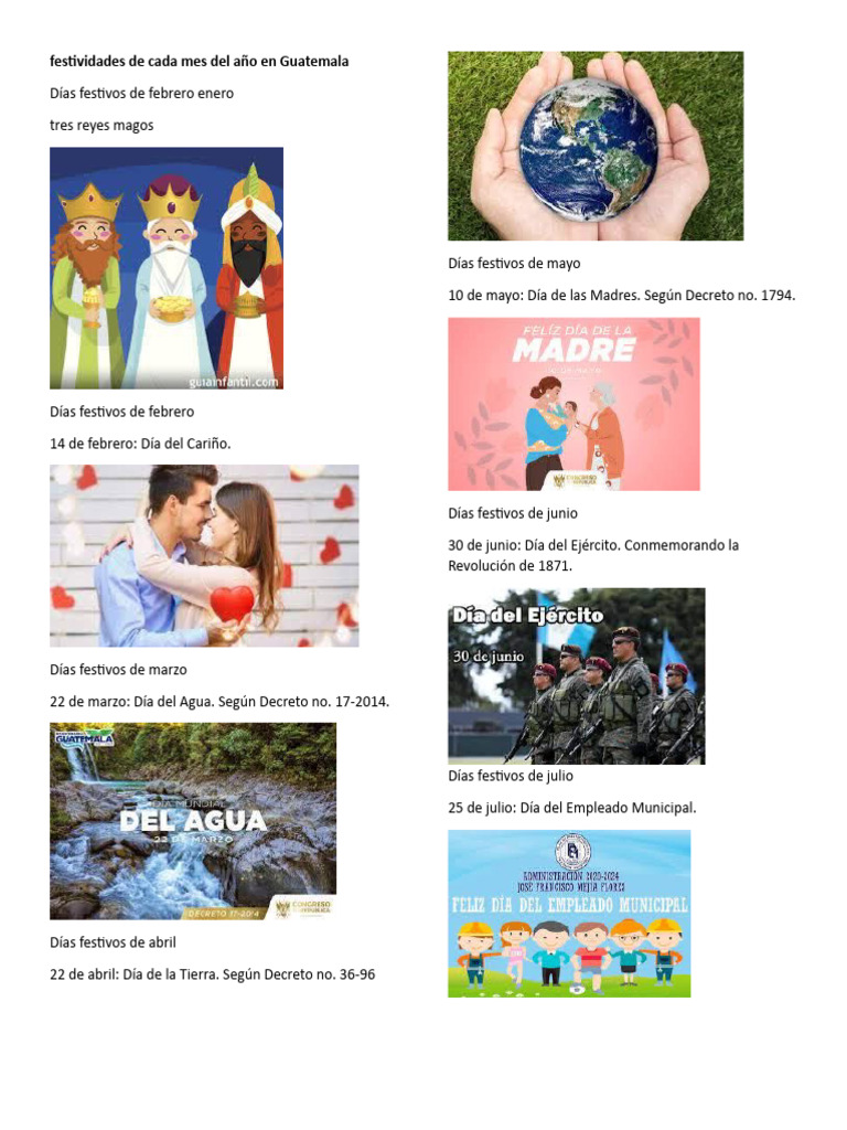 Festividades de Cada Mes Del Año en Guatemala | PDF