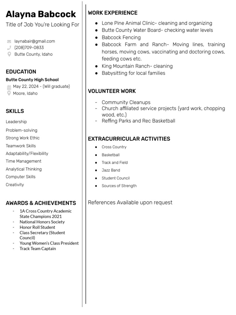 high school google docs resume template | PDF