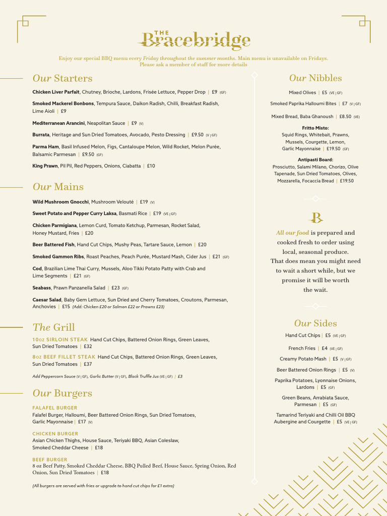 Bracebridge Main Menu 2023 A3 July v2 1 | PDF | Hamburgers | French Fries