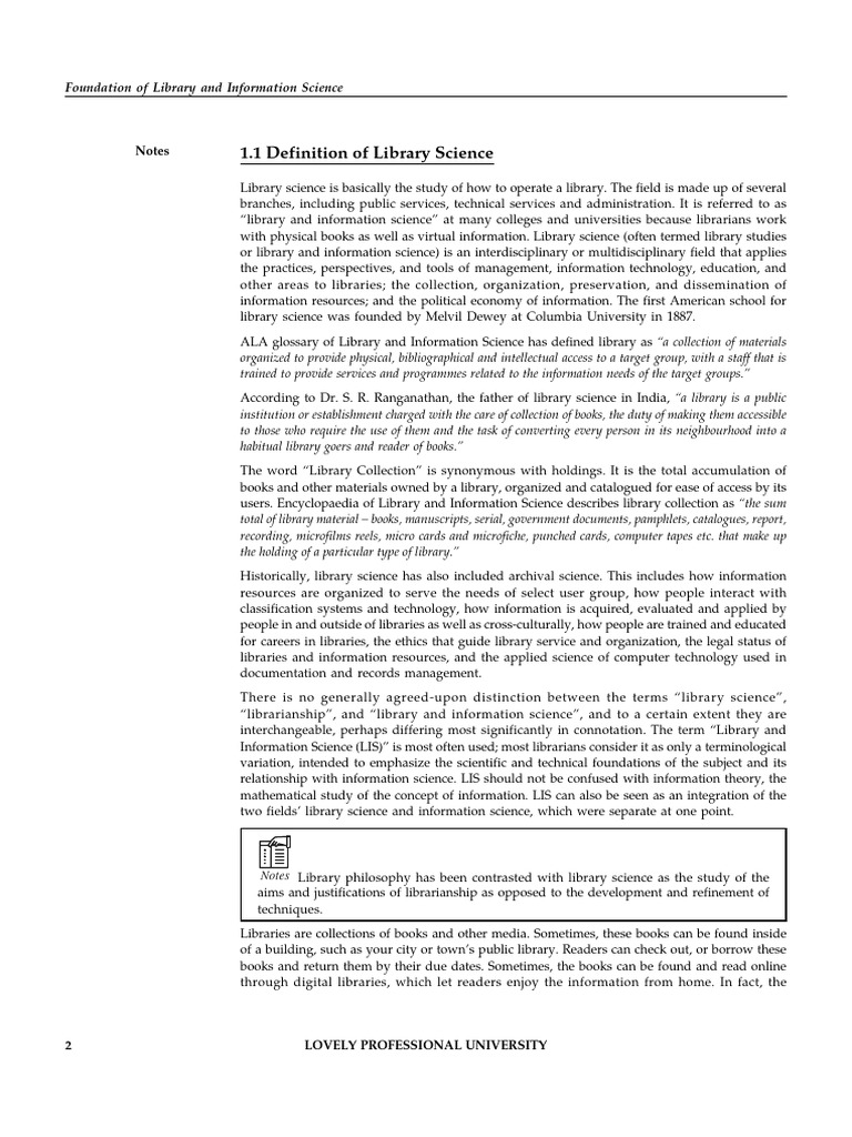 Foundation of Library and Information Science | PDF | Libraries ...