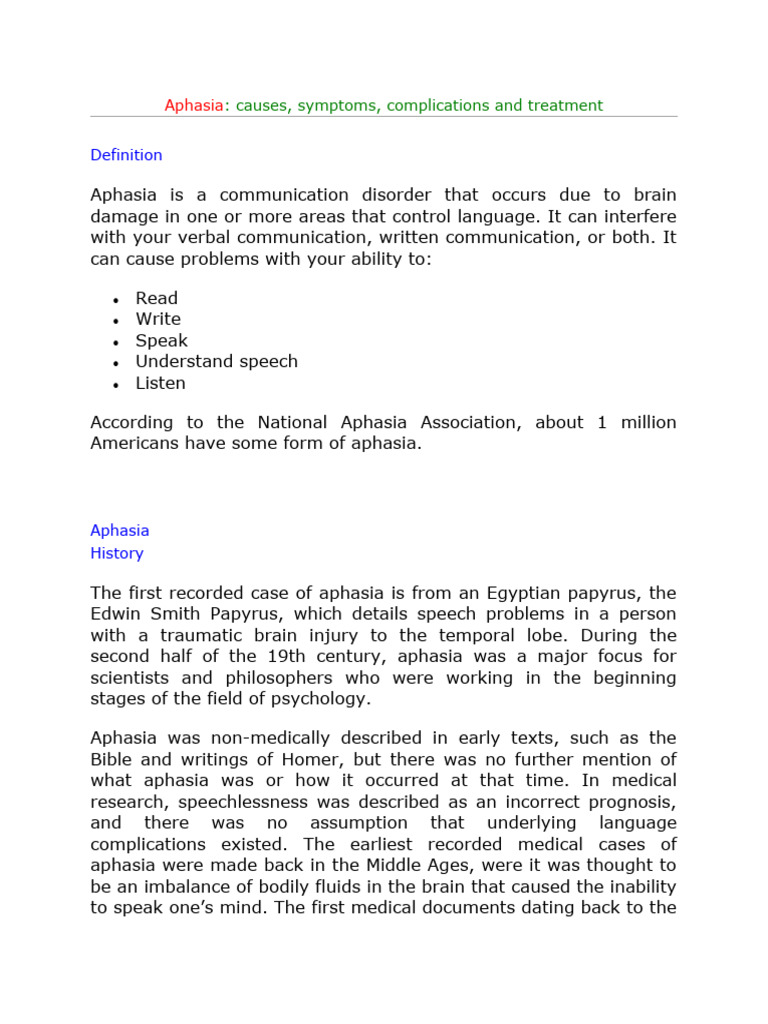 Aphasia | PDF | Aphasia | Stroke