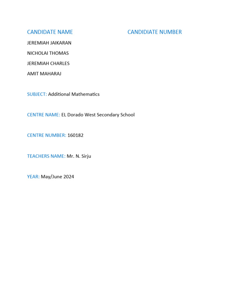Additional Mathematics Sba 2023-2024 | PDF | Logarithm | Mathematical ...