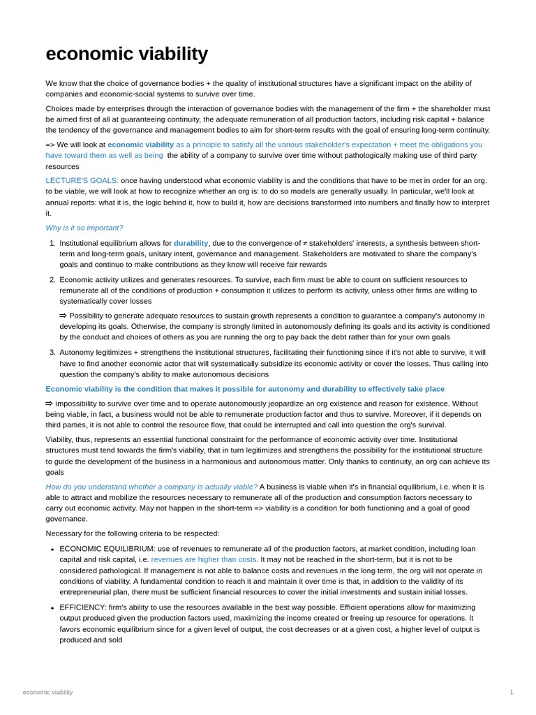 Economic Viability | PDF | Economic Equilibrium | Sustainability