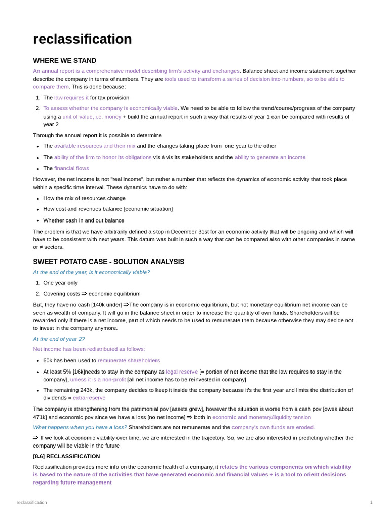 Reclassification | PDF | Cost Of Goods Sold | Revenue