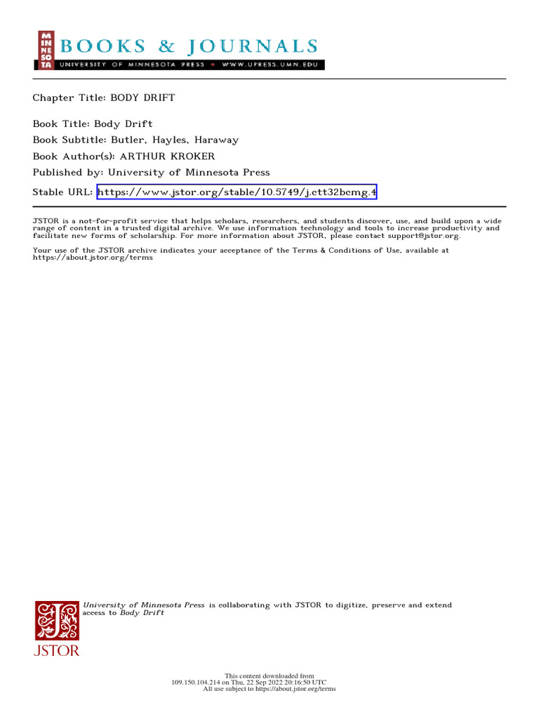 Body Drift | PDF | Posthuman | Gender