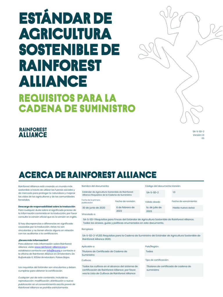 SA S SD 2 V1.3ES Estandar de Agricultura Sostenible de Rainforest ...