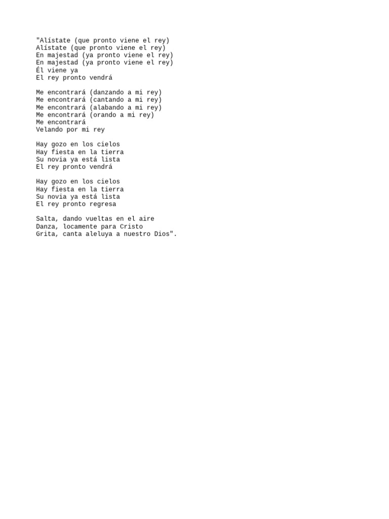 Alistate Que Pronto Viene El Rey - New Wine | PDF