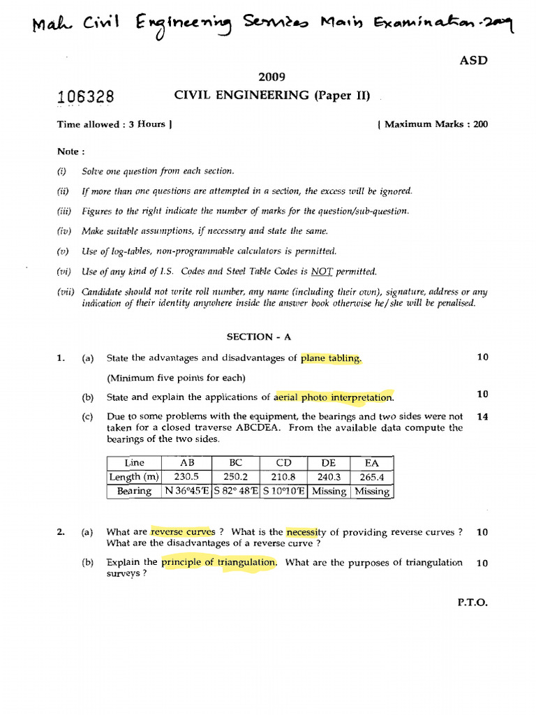 Maharashtra Civil Engineering Services Main Examination 2009 Paper II | PDF