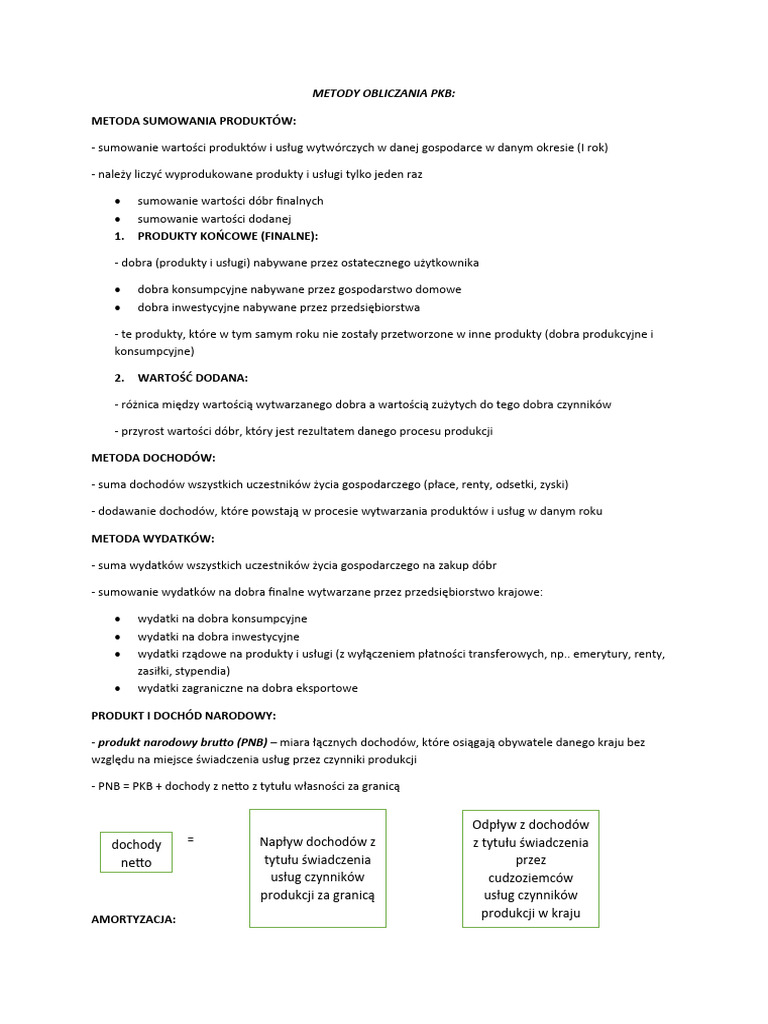 Metody Obliczania PKB +bezrobocie + Rynek Pracy | PDF