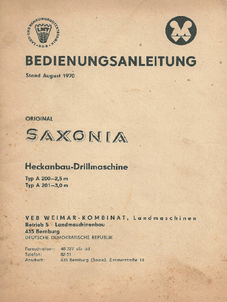 Semoir Saxonia A201 | PDF