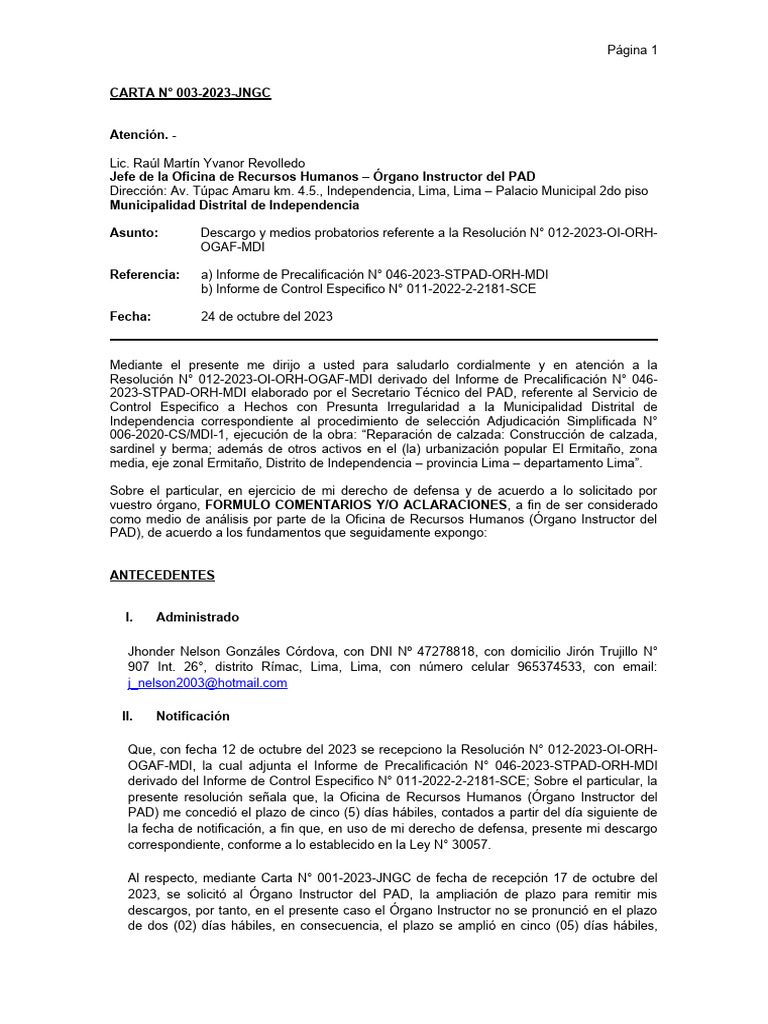 Carta Nro.022-2023-Jngc | PDF | Regulación | Estado (política)