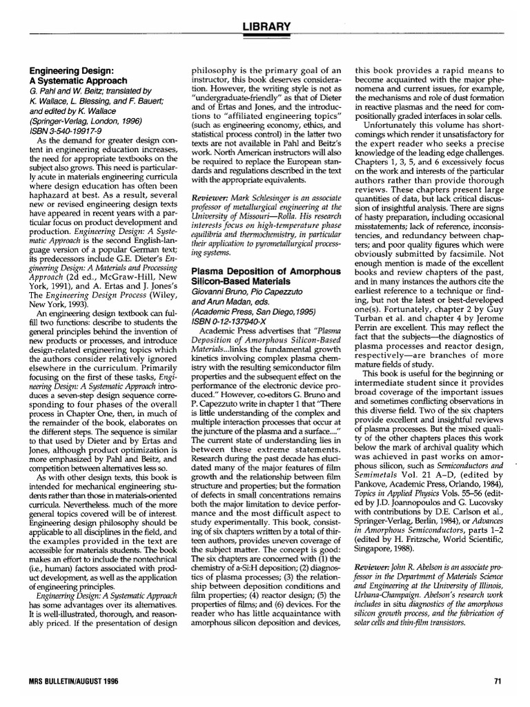 Library: Engineering Design: A Systematic Approach | PDF | Chemistry ...