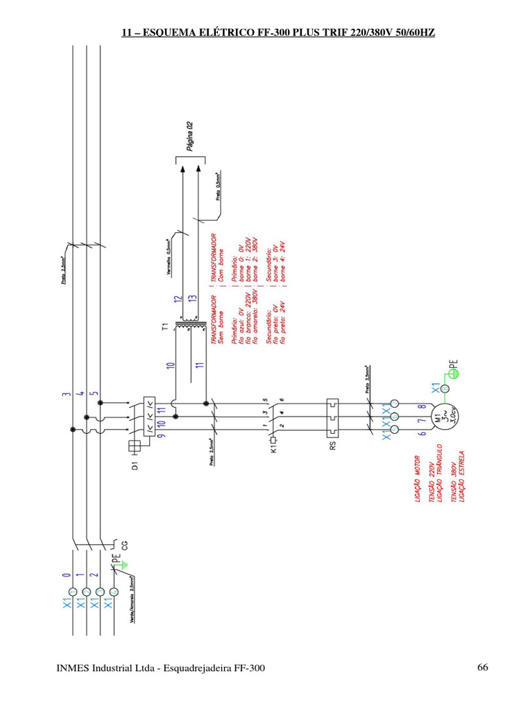 Esquema Eletrico Esquadrejadeira FF 300 PLUS PORT 01 Série 0001 A 0000 ...