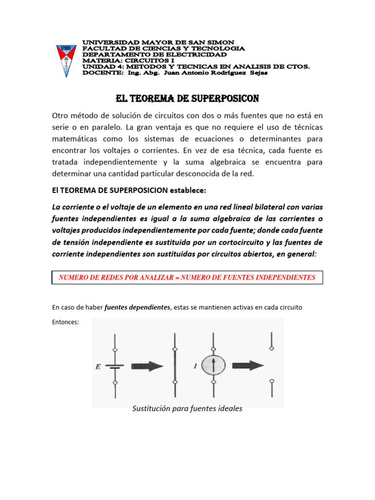 SUPERPOSICION | PDF | Red eléctrica | Corriente eléctrica
