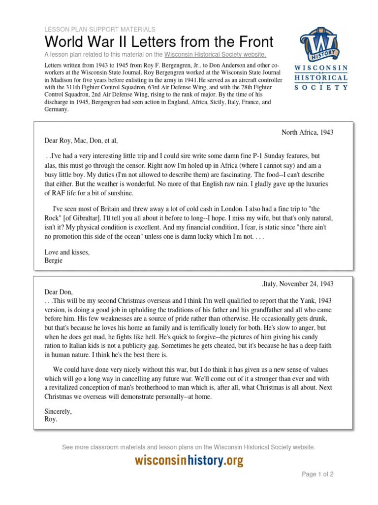 EDU Transcript WWII Letters From The Front | PDF | History