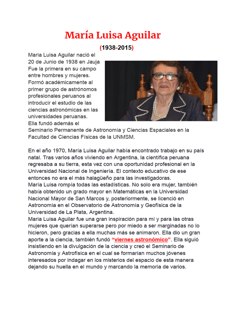 María Luisa Aguilar | PDF | Observación | Science