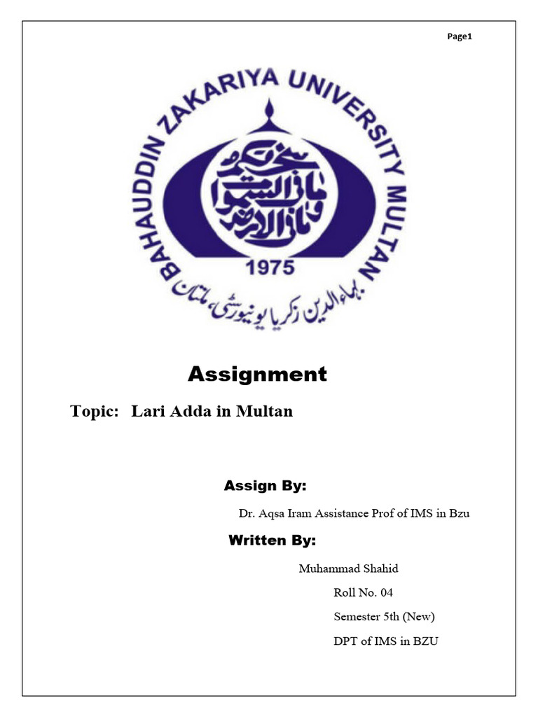 Assignment of Lari adda Multan | PDF | Bus | Public Transport