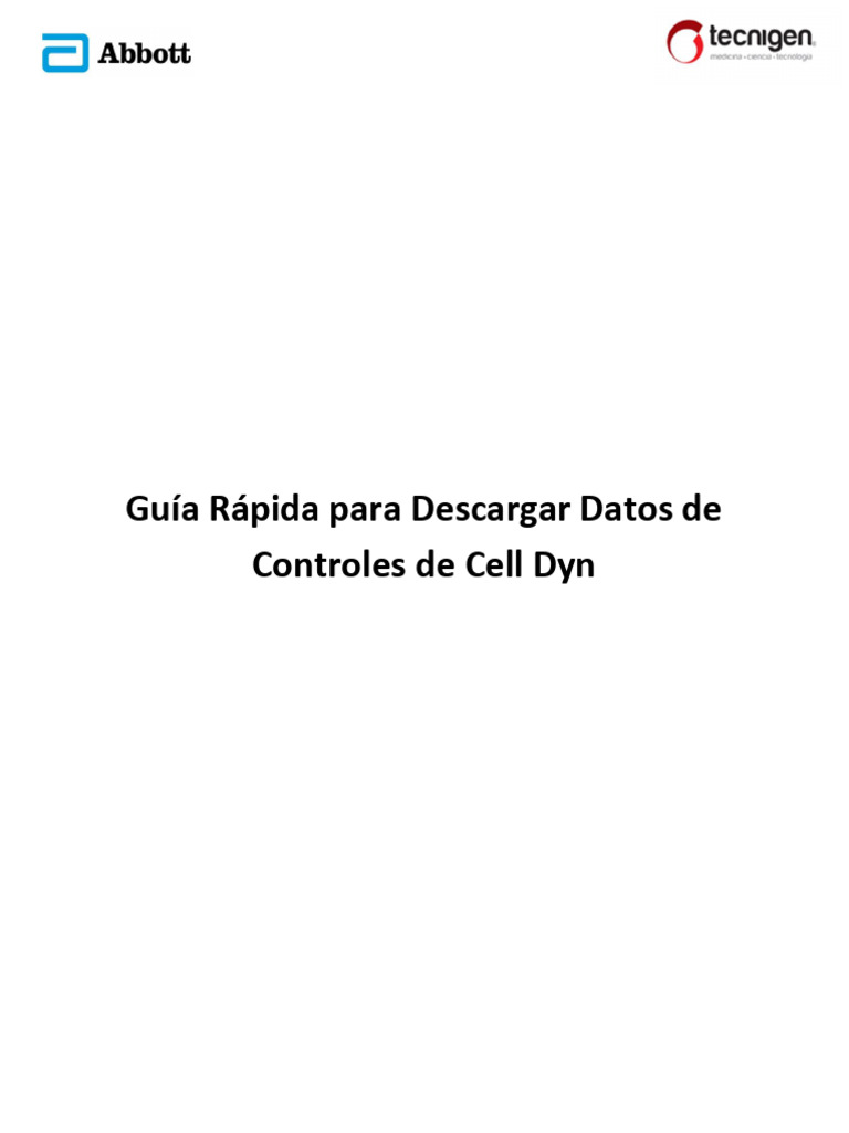 Guía Rapida para Descargar Datos de Controles de Cell Dyn | PDF