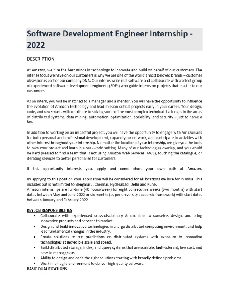 APAC India Software Development Engineer Intern T03181 | PDF | Computer ...