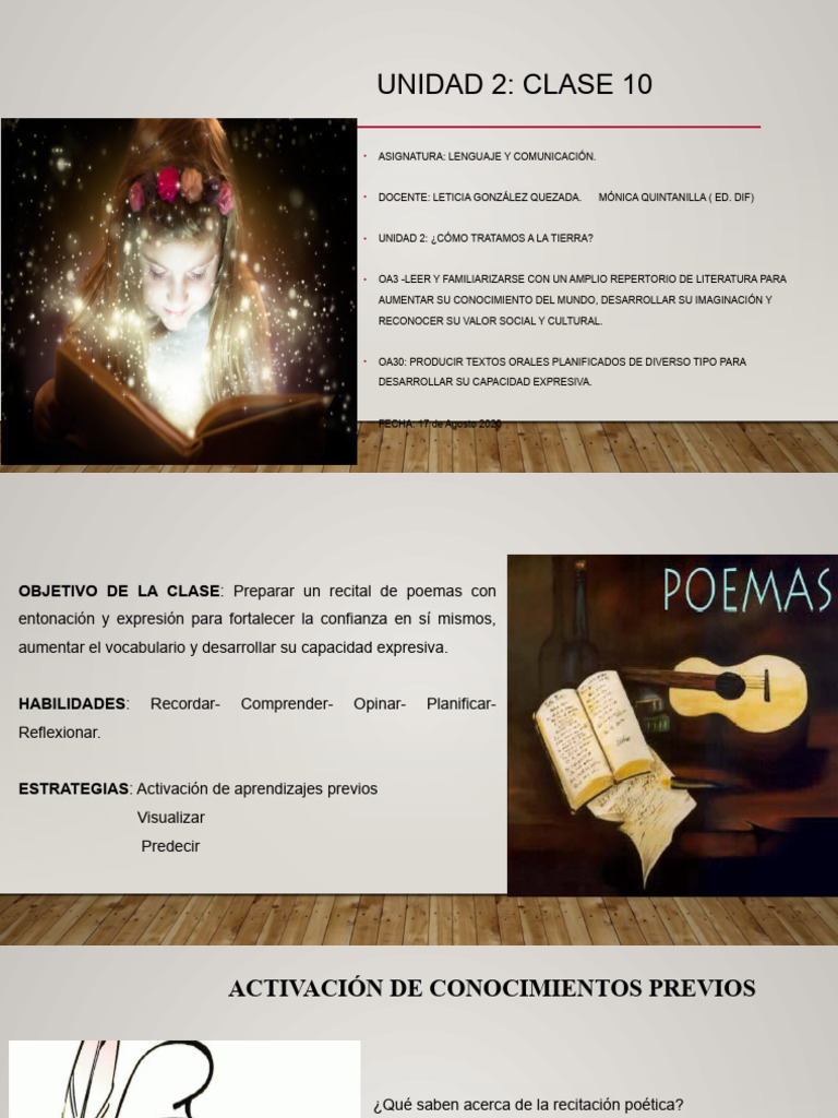 CLASE 10 -5°Lenguaje (Unidad 2) | PDF | Poesía