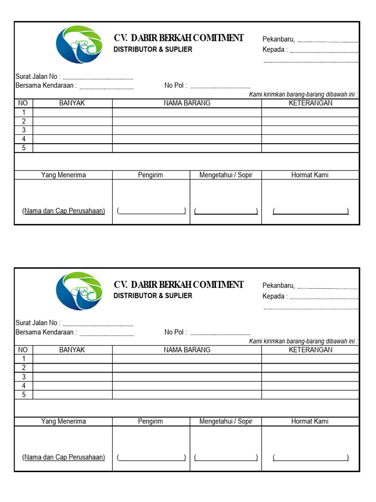 Surat Jalan CV DBC | PDF