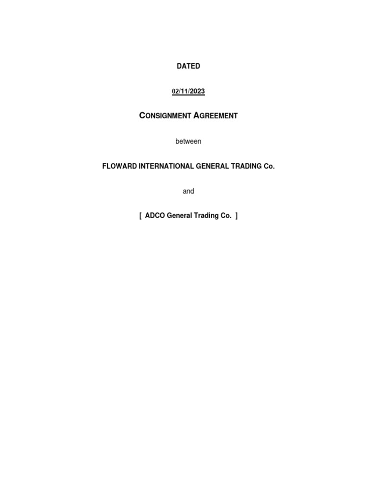 Floward Consignment Agreement (Venus by Nesreen) | PDF | Indemnity | Legal Liability