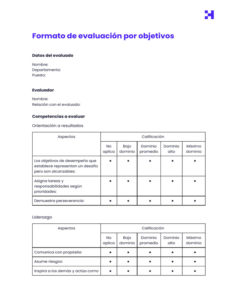 Formato de Evaluación Por Objetivos | PDF | Cognición