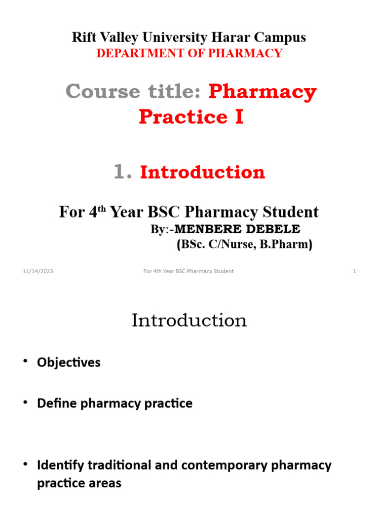 Parmacy Practice Unit 1 | PDF | Pharmacy | Pharmacist