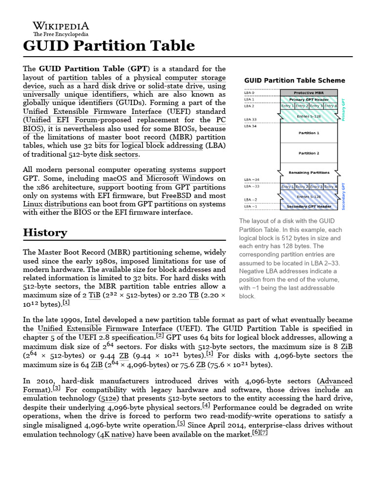 GUID Partition Table | PDF | Data Management | Booting