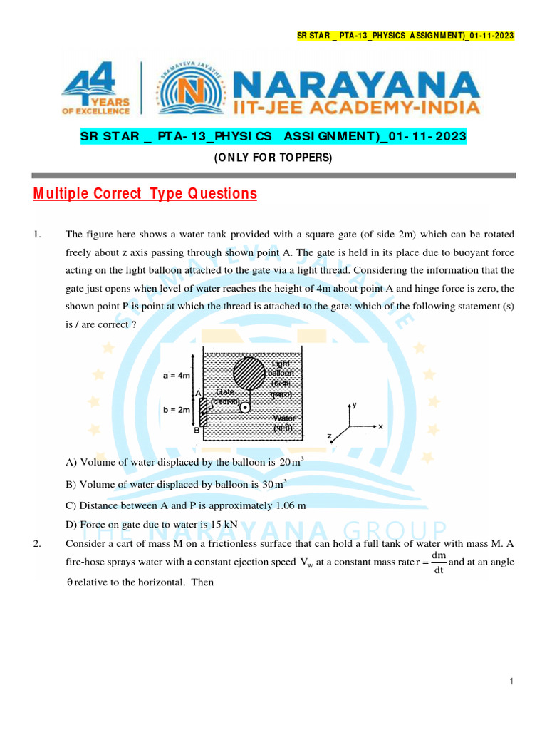 Discussions - Schools - 127364 - Courses - 166728 - Users - 8941182 - SR STAR - PTA-13 - PHYSICS ...