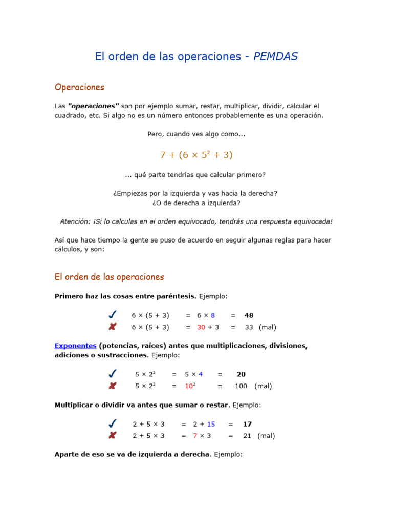 Operaciones Basicas | PDF | Multiplicación | Exponenciación