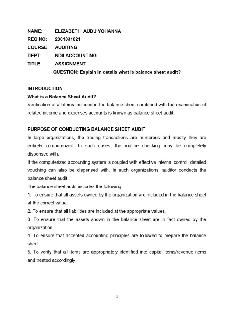 What Is A Balance Sheet Audit | PDF | Balance Sheet | Book Value