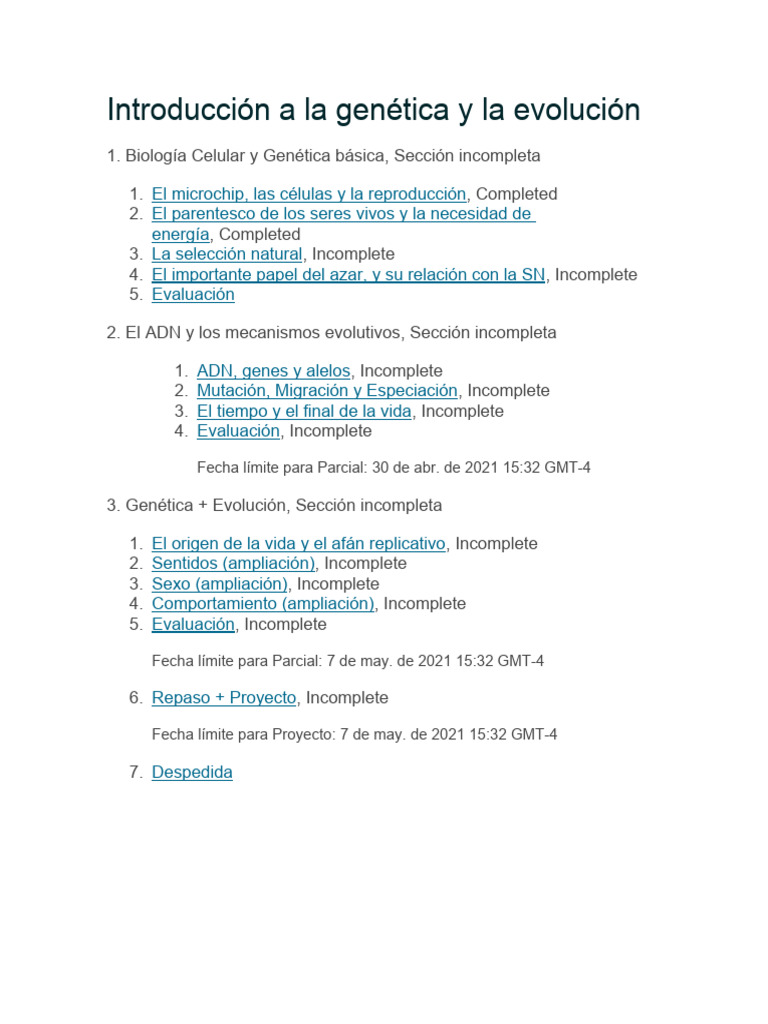Introducción A La Genética y La Evolución | PDF | Biología Celular ...
