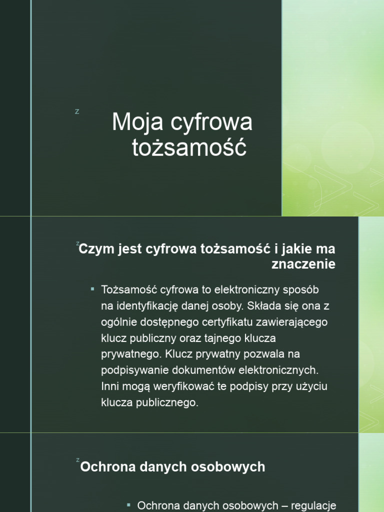 Prezentacja Moja Cyfrowa Tożsamość | PDF