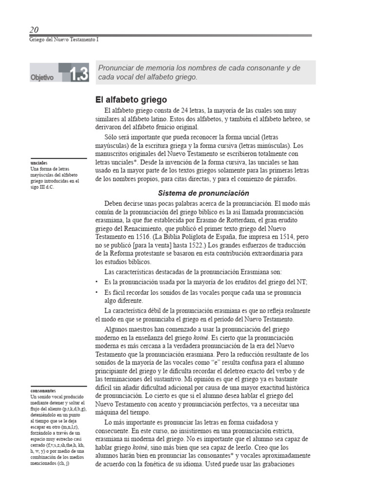 Lección 1 Alfabeto Griego | PDF | Alfabeto griego | Biblia
