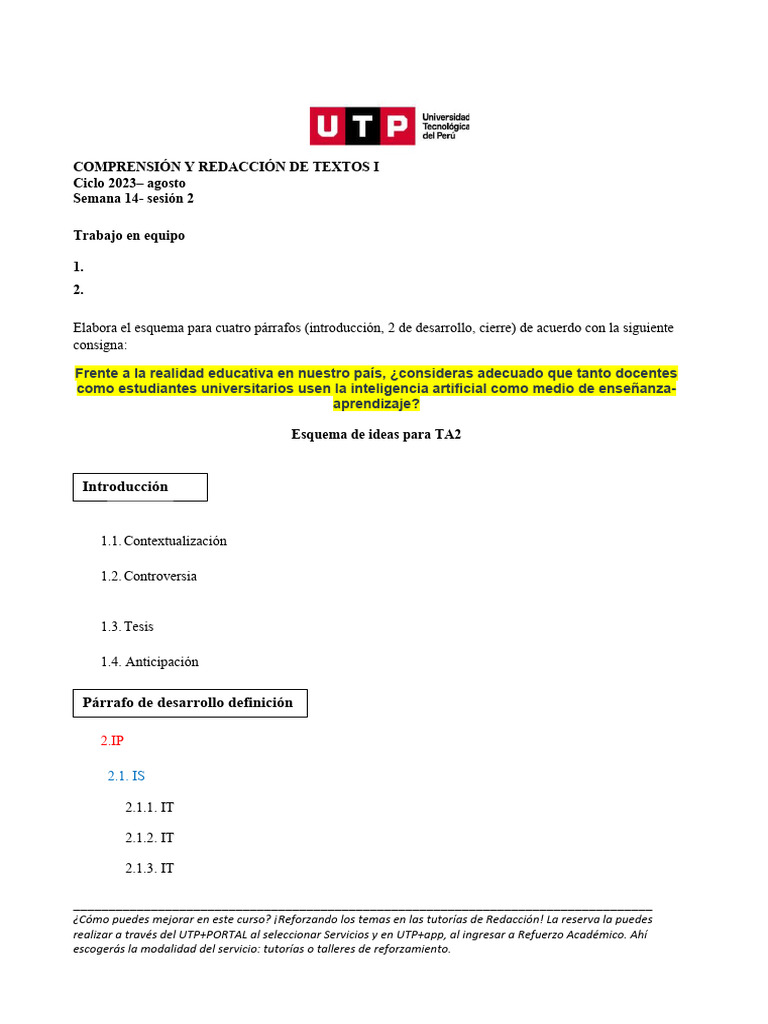 S14.s2-Esquema para PC2 2023 Agosto | PDF