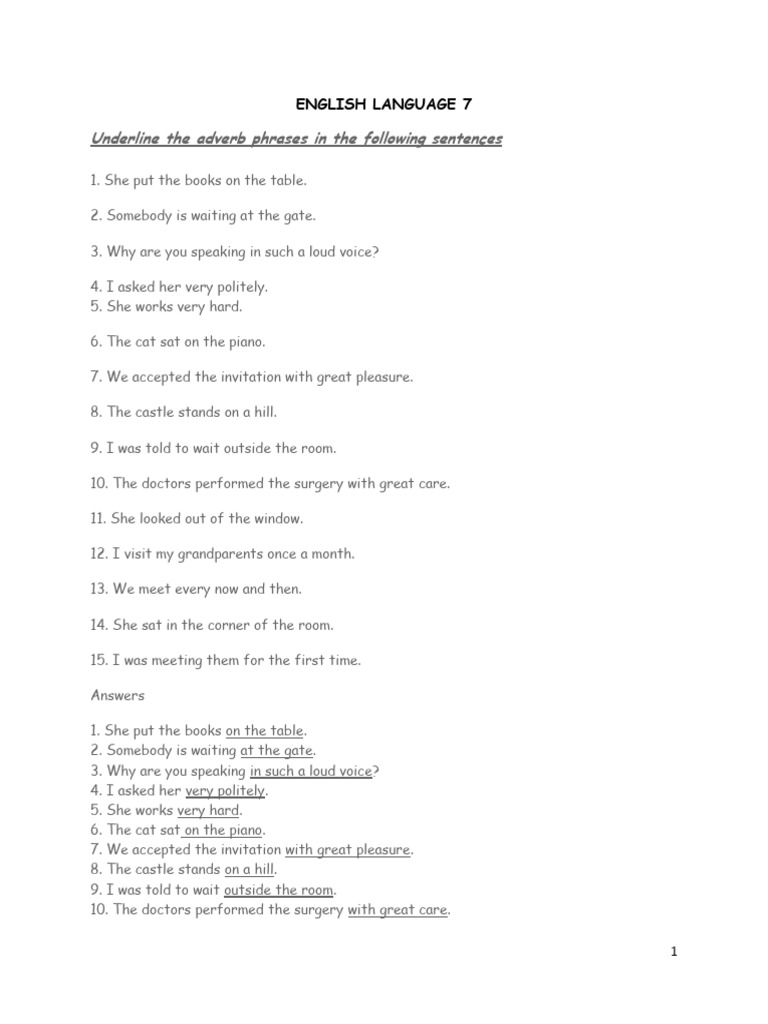 English Language Worksheets | PDF | Adverb | Comma