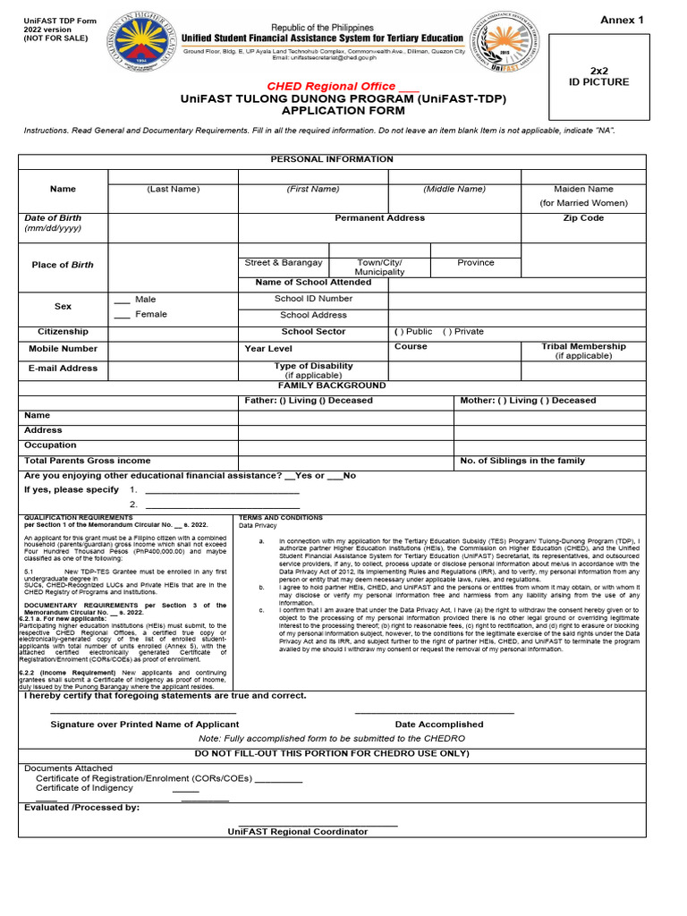 Annex 1 TDP Application Form | PDF | Government | Justice