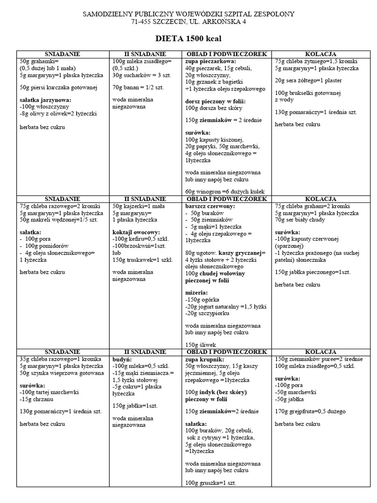 Dieta 1 500 Kcal | PDF