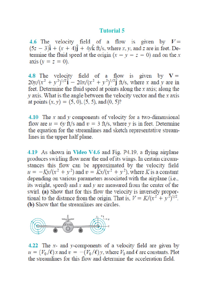 Tutorial Fluid Kinematics | PDF Tutorial Fluid Kinematics | PDF