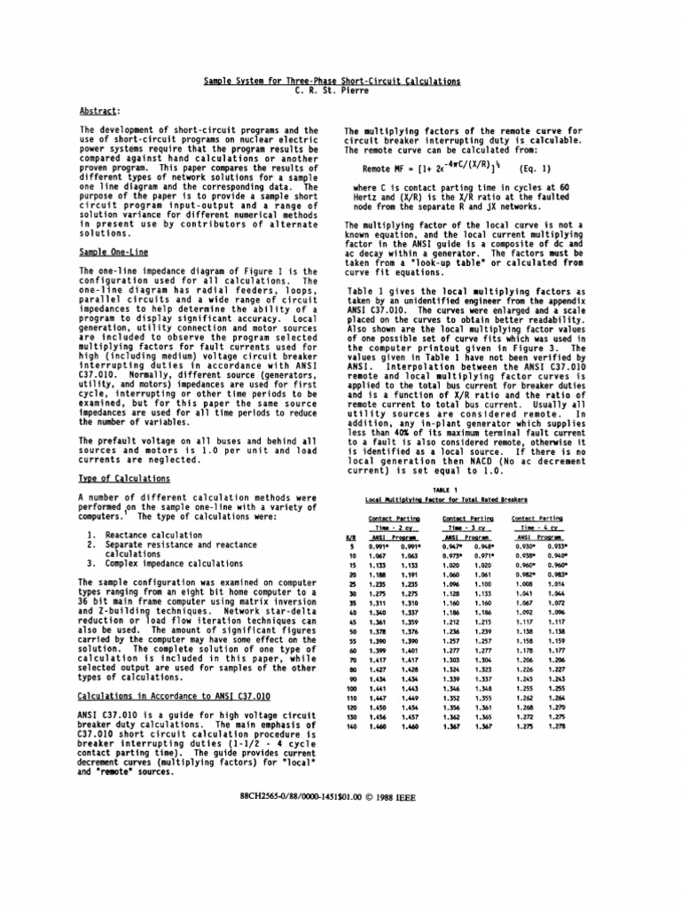 Sample System For Three Phase Short Circuit Calculation | PDF ...