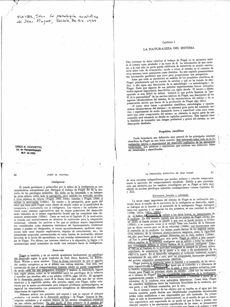 John Flavell - La Psicología Evolutiva de Jean Piaget | PDF