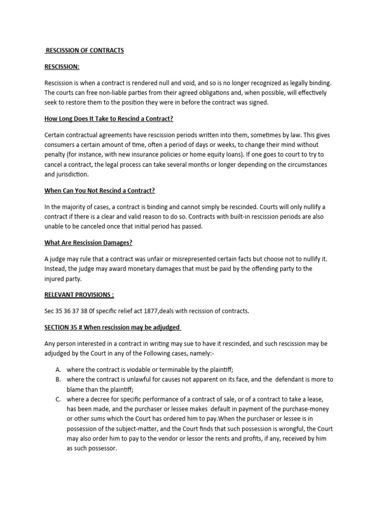 Rescission of Contracts Chap IV | PDF | Misrepresentation | Legal Concepts