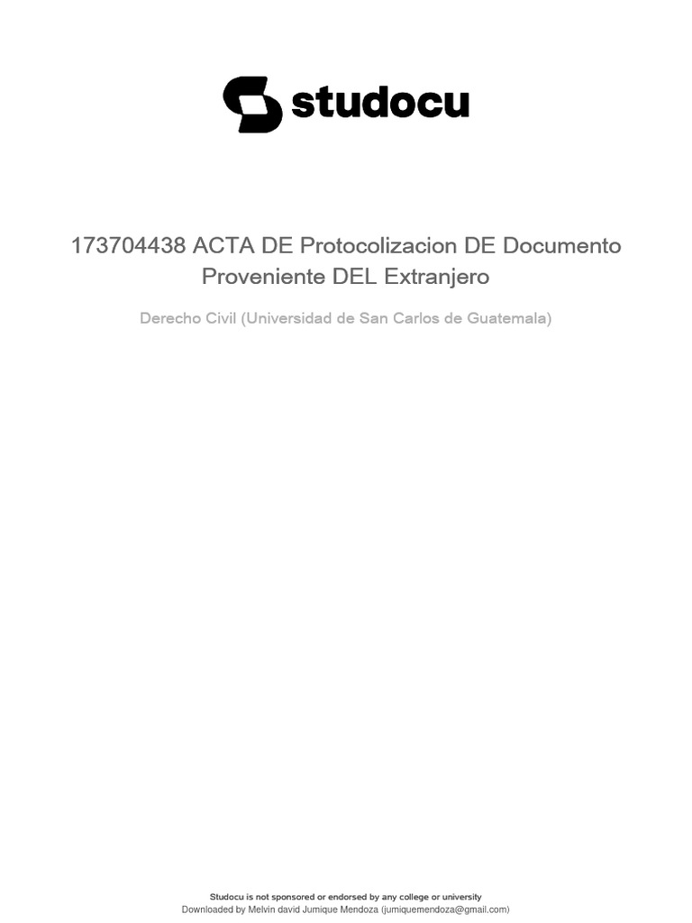 Acta de Protocolizacion de Documento Proveniente Del Extranjero | PDF | Guatemala