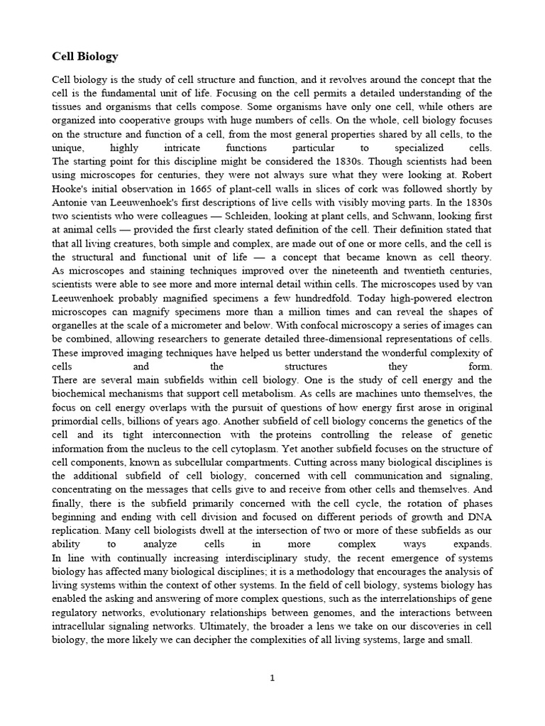 Cell Biology | PDF | Cell (Biology) | Mitochondrion