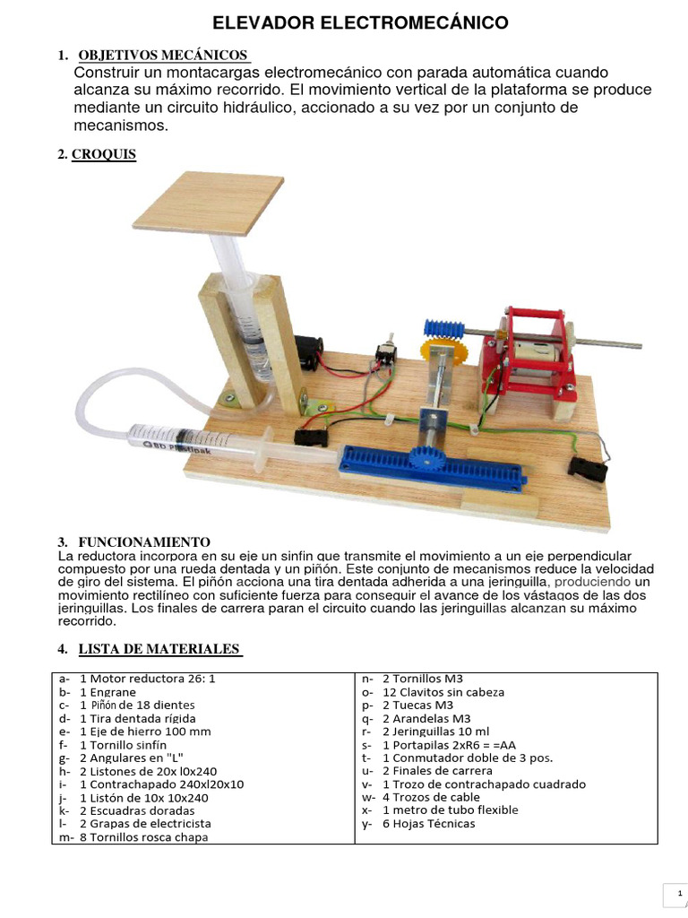 Elevador | PDF | Engranaje | Tornillo